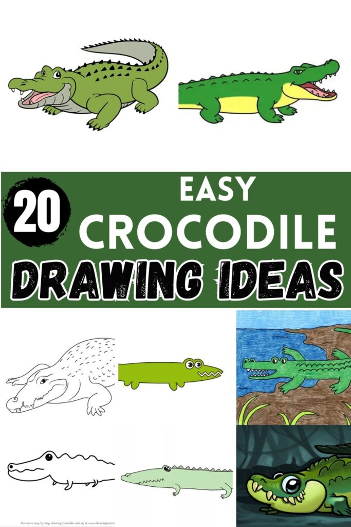 20 Easy Crocodile Drawing Ideas - How To Draw Crocodile - DIY Crafts