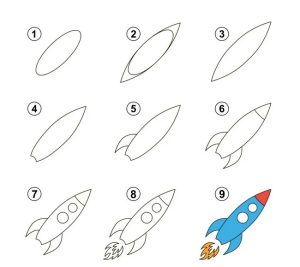 21 Easy Rocket Ship Drawings - Step By Step Guide - DIY Crafts