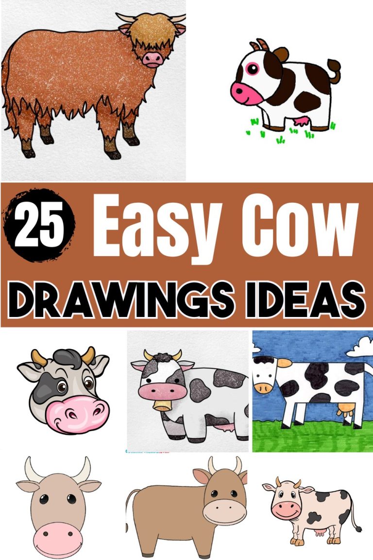 25 Easy Cow Drawings - Step By Step Guide - DIY Crafts