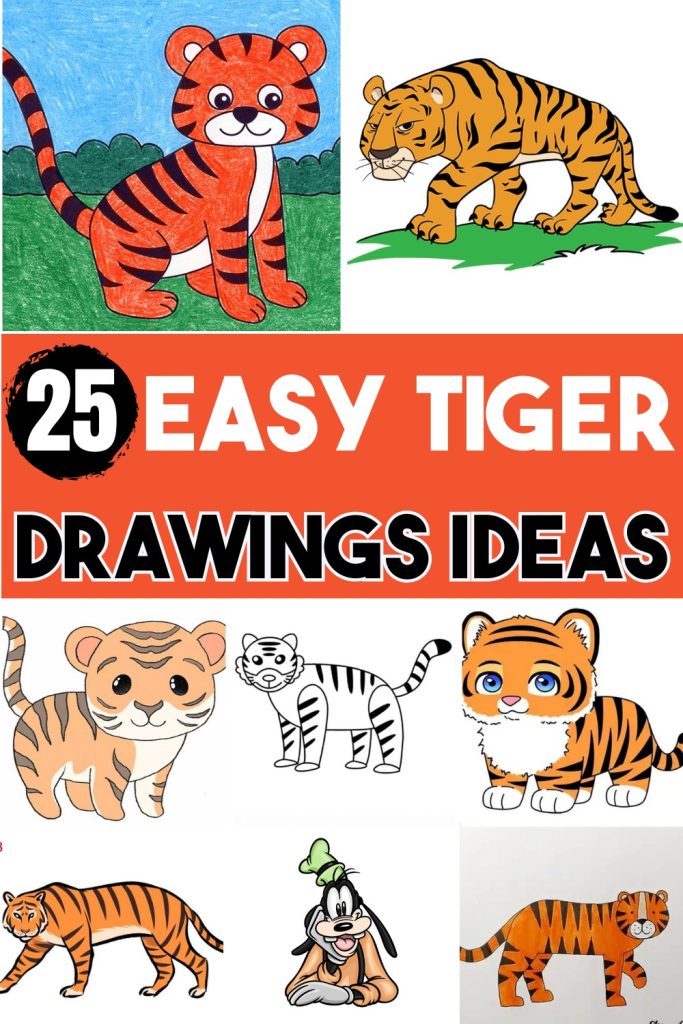 25 Tiger Drawings - Easy Tiger drawing Ideas - DIY Crafts