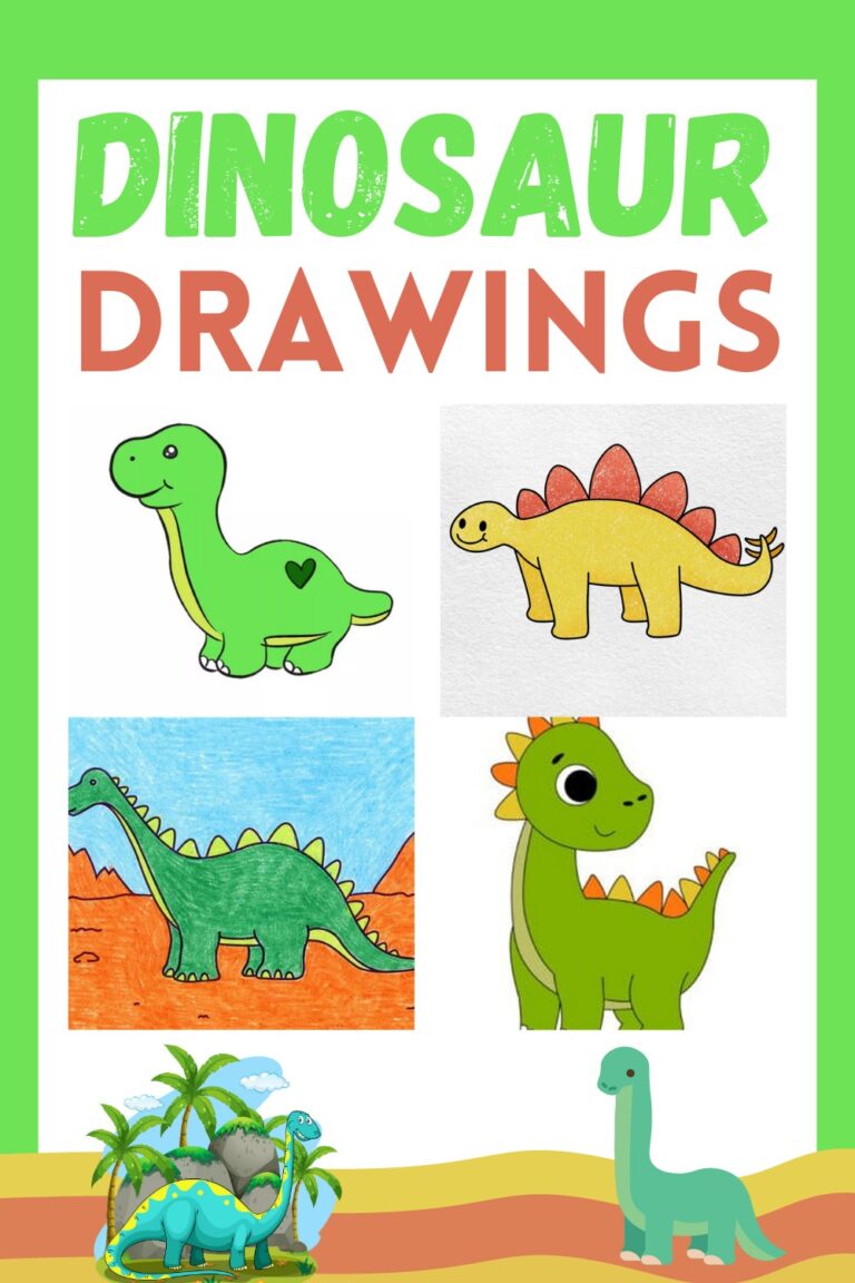 Easy Dinosaur Drawings With Step By Step Guide - DIY Crafts
