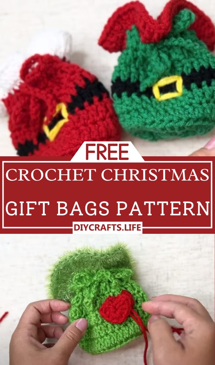 Cute Crochet Christmas Gift Bag Patterns - DIY Crafts