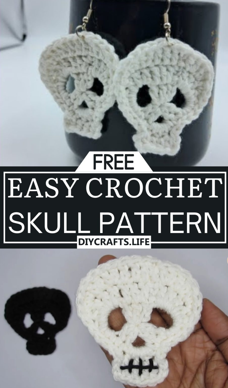 Crochet Halloween Skull Patch or Applique Patterns - DIY Crafts