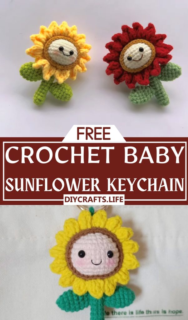 Crochet Sunflower Keychain Patterns For Cute Accessories - DIY Crafts