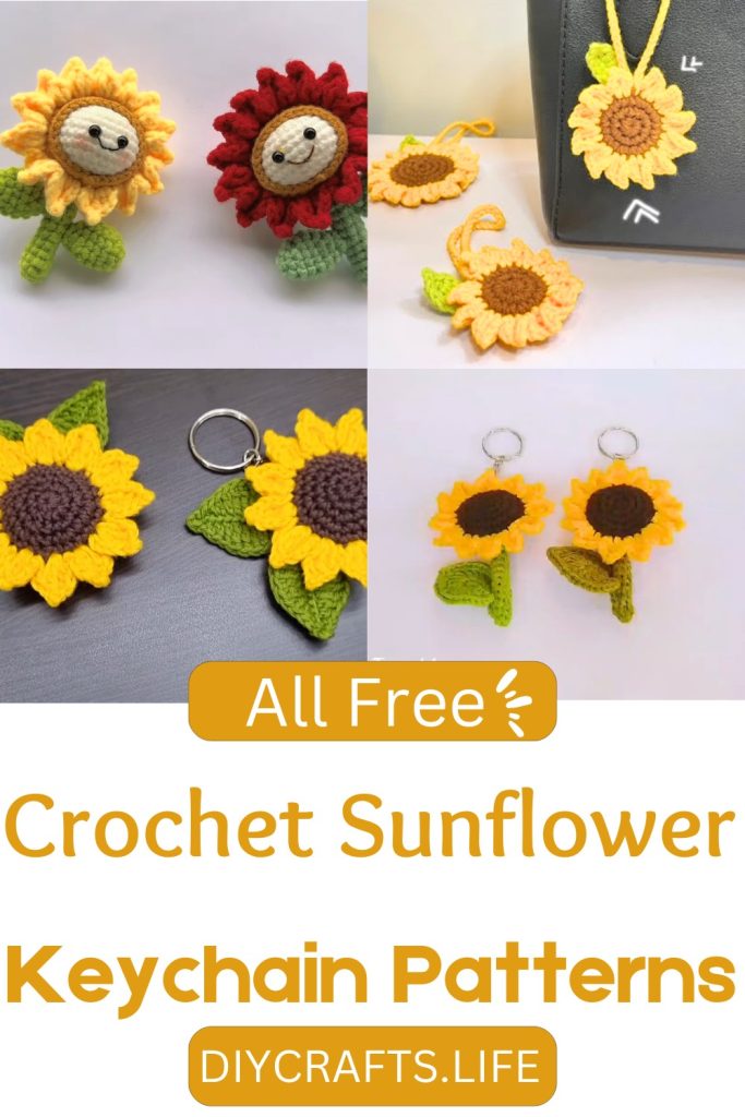 Crochet Sunflower Keychain Patterns For Cute Accessories - DIY Crafts