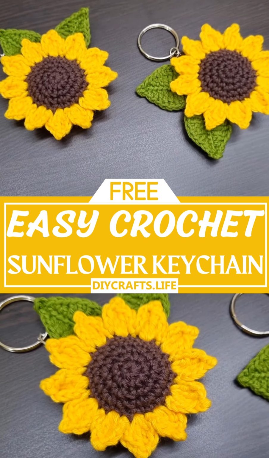 Crochet Sunflower Keychain Patterns For Cute Accessories - DIY Crafts