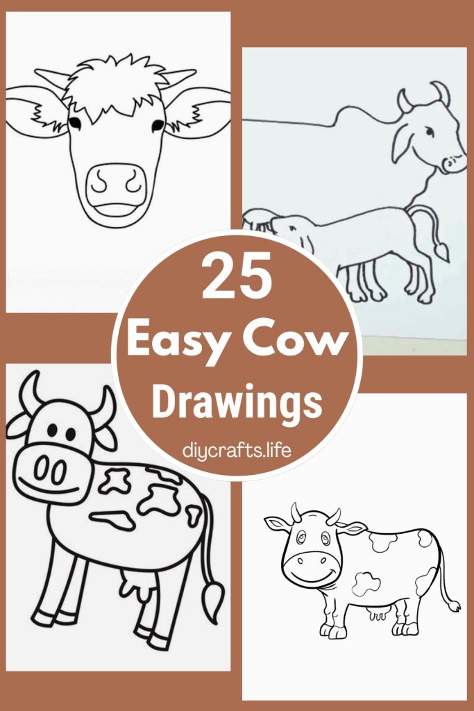 25 Easy Cow Drawings - Step By Step Guide - DIY Crafts