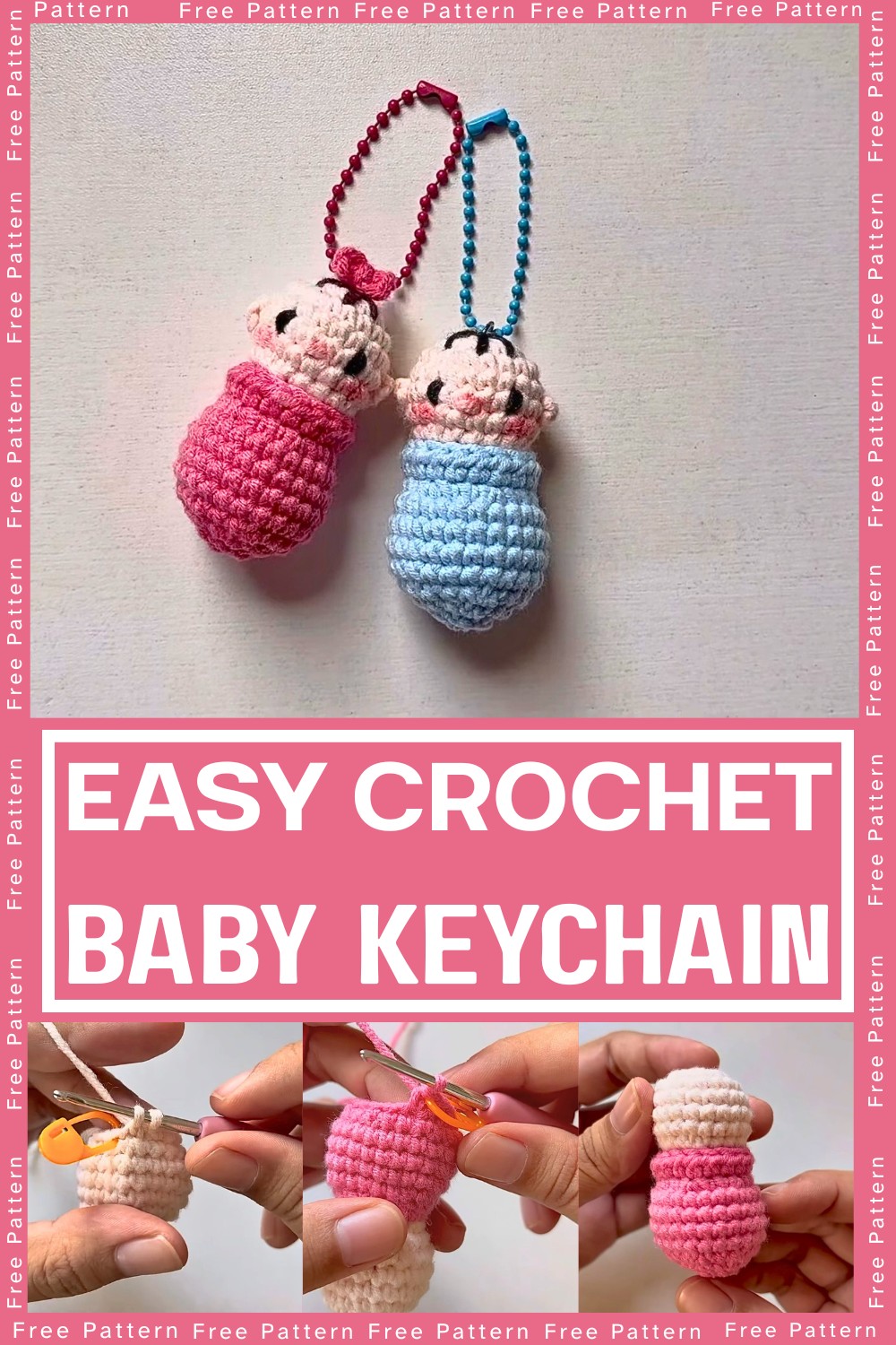 Handmade Crochet Baby Keychain Perfect for Gifts - DIY Crafts