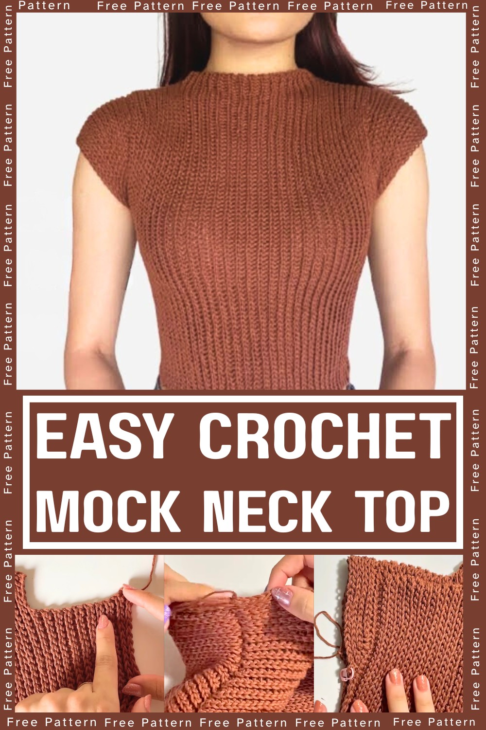 Crochet Mock Neck Top with Sleeveless & Cap Sleeve Options - DIY Crafts