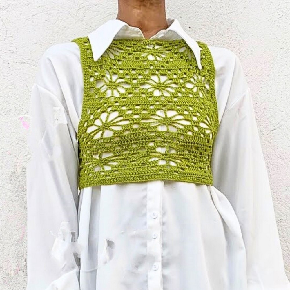 Easy Crochet Flowery Mesh Vest Tutorial - DIY Crafts