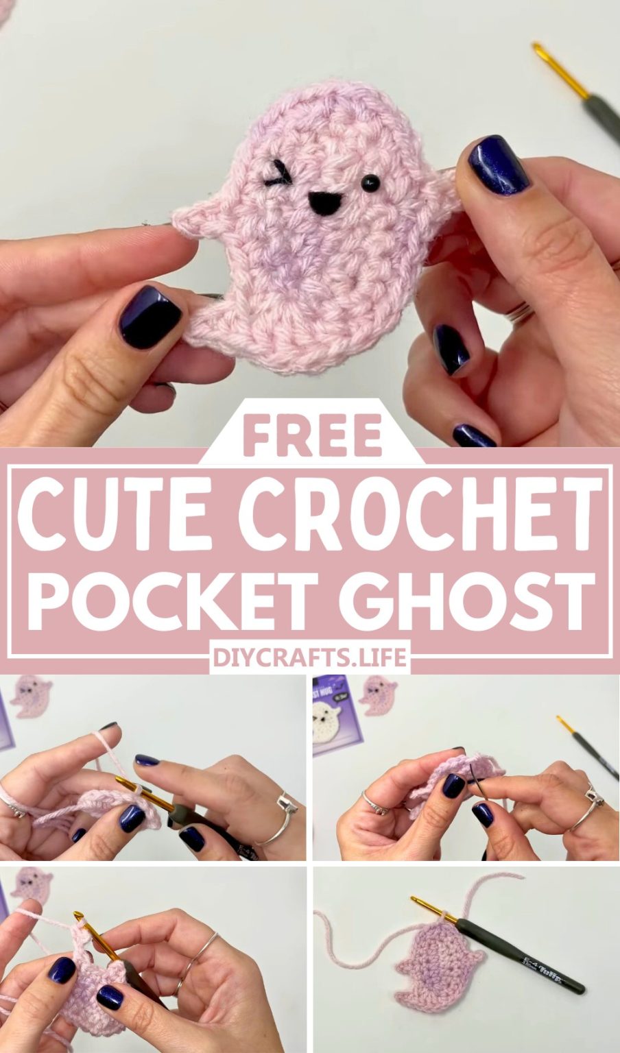 Crochet Pocket Ghost Applique Pattern for All Skill Levels - DIY Crafts