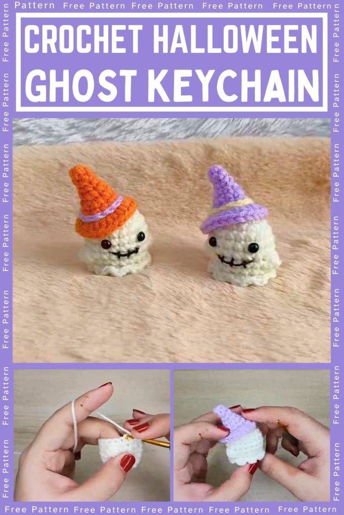 Cute Halloween Crochet Ghost Keychain Pattern - DIY Crafts