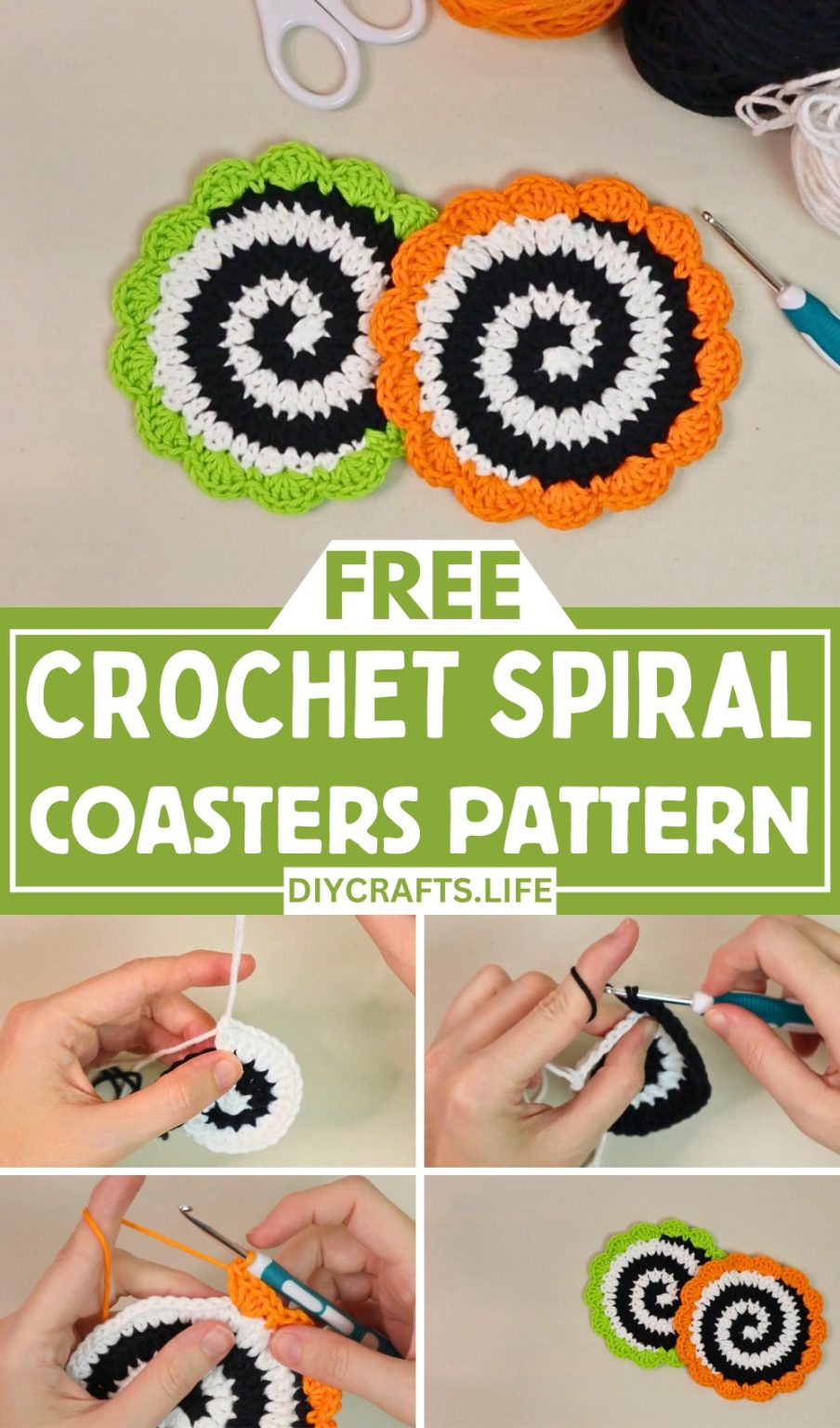 Easy Spiral Crochet Project for Festive Coasters - DIY Crafts