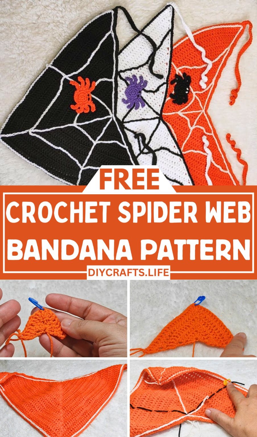 Crochet Spider Web Bandana Tutorial for Stunning Halloween - DIY Crafts
