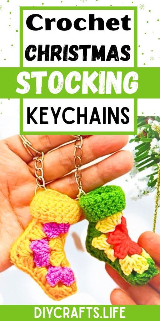 How To Crochet Mini Christmas Stocking Keychains For Gifts - DIY Crafts