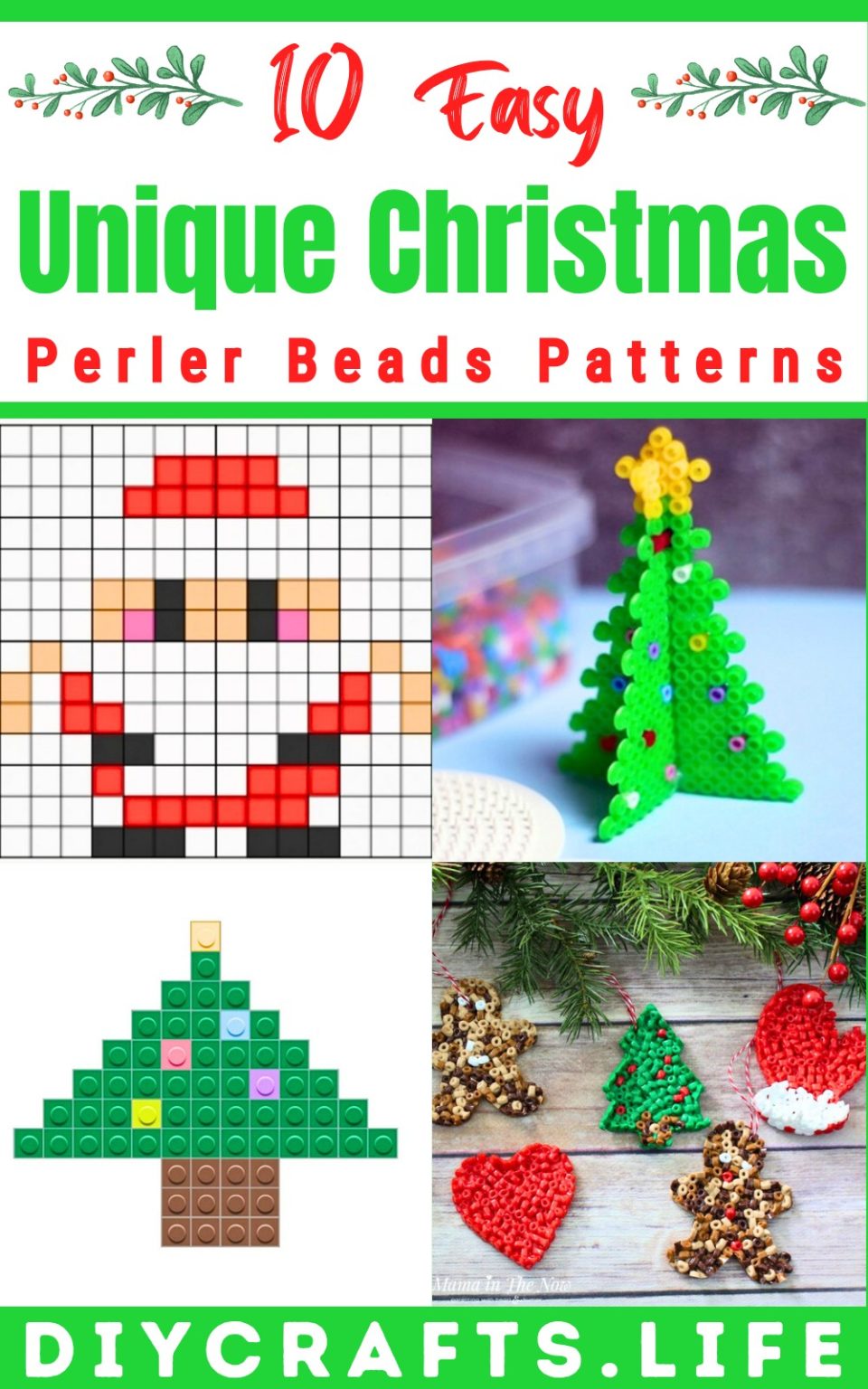 10 Unique Christmas Perler Beads Patterns Free - DIY Crafts
