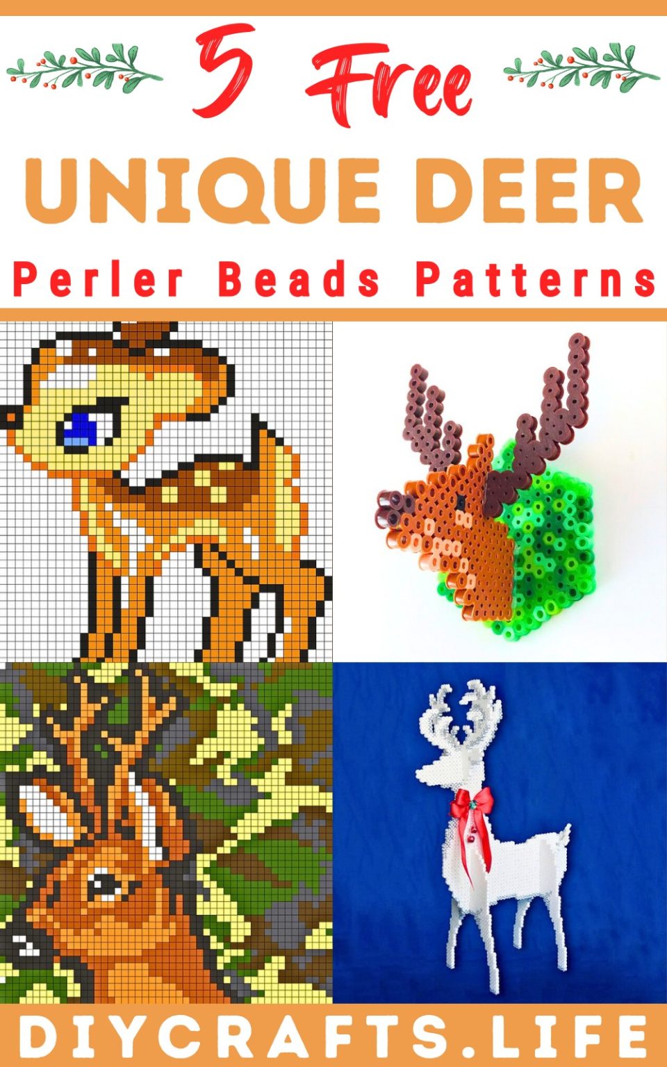 5 Unique Deer Perler Beads Patterns Free - DIY Crafts