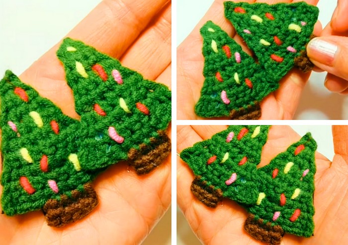 How to Crochet a Christmas Tree Hair Clip - DIY Crafts