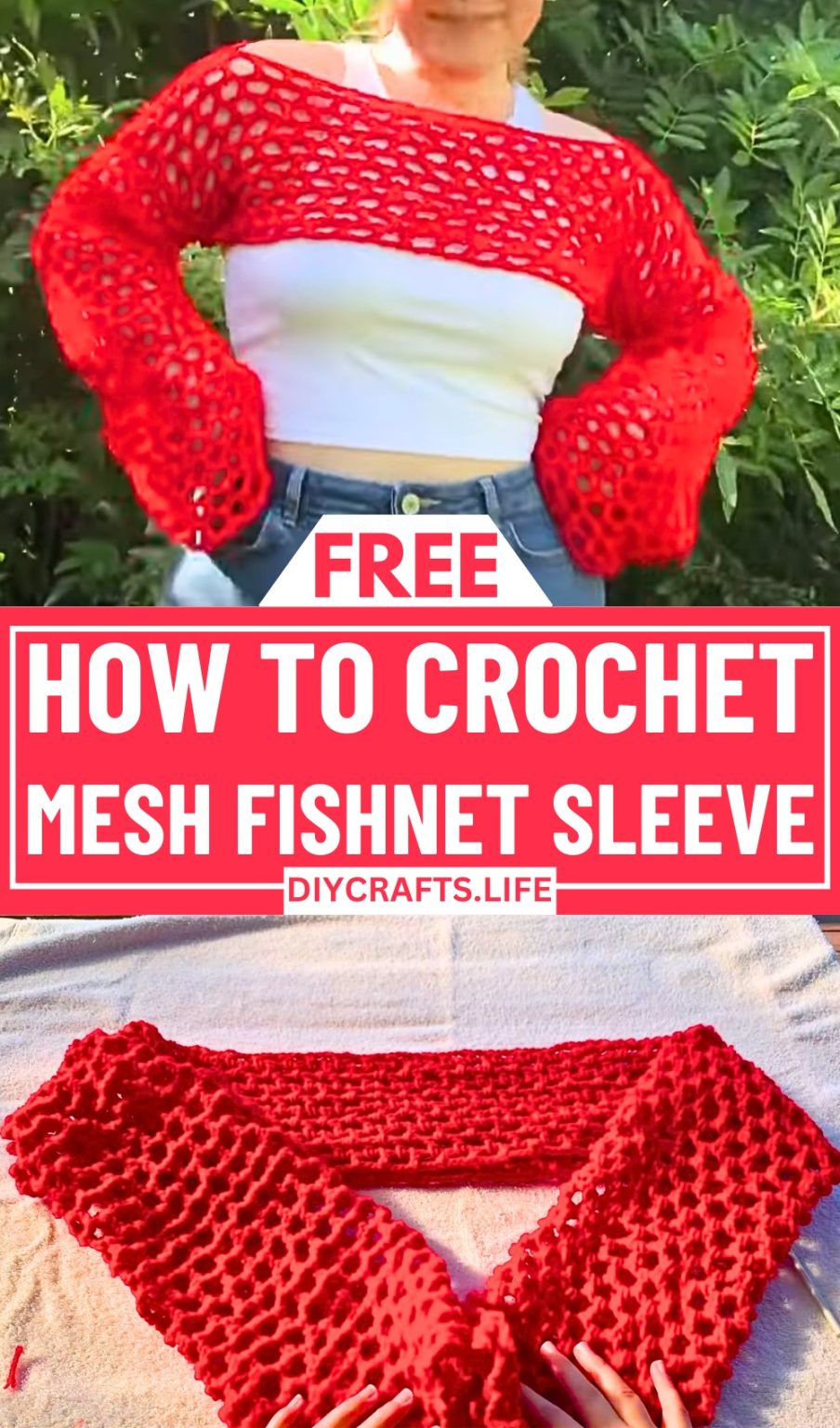 Chic Crochet Mesh Fishnet Sleeve Pattern - DIY Crafts