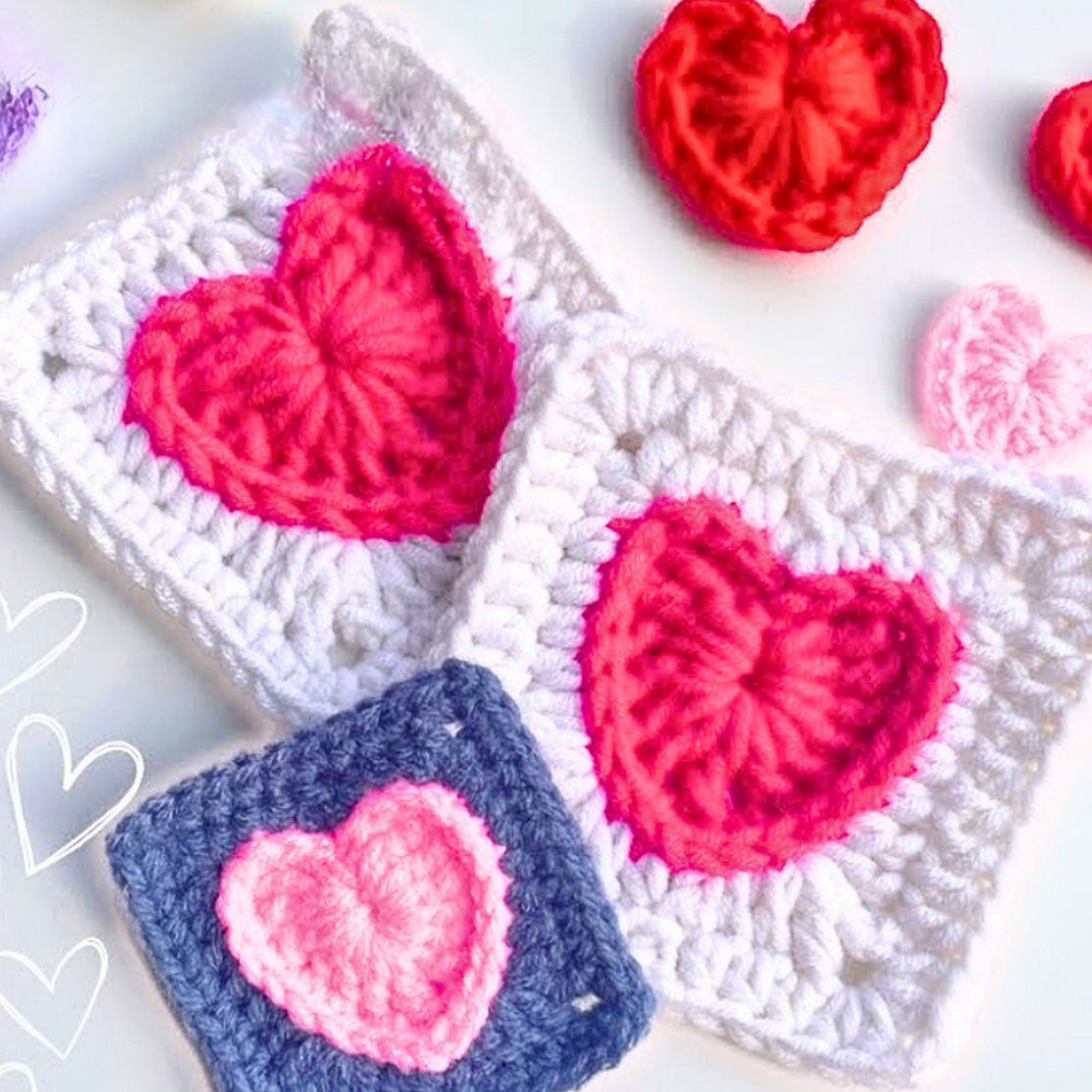 Crochet Heart Granny Square – No Magic Ring Needed - DIY Crafts