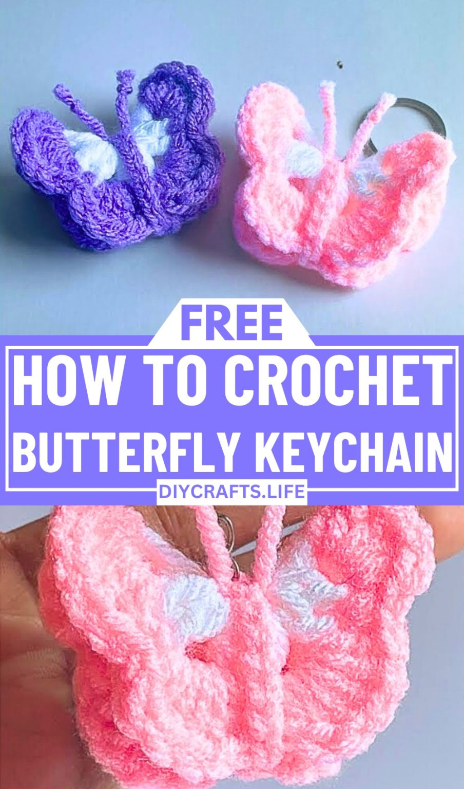 How to Crochet Butterfly Keychain with Step-by-Step Tutorial - DIY Crafts