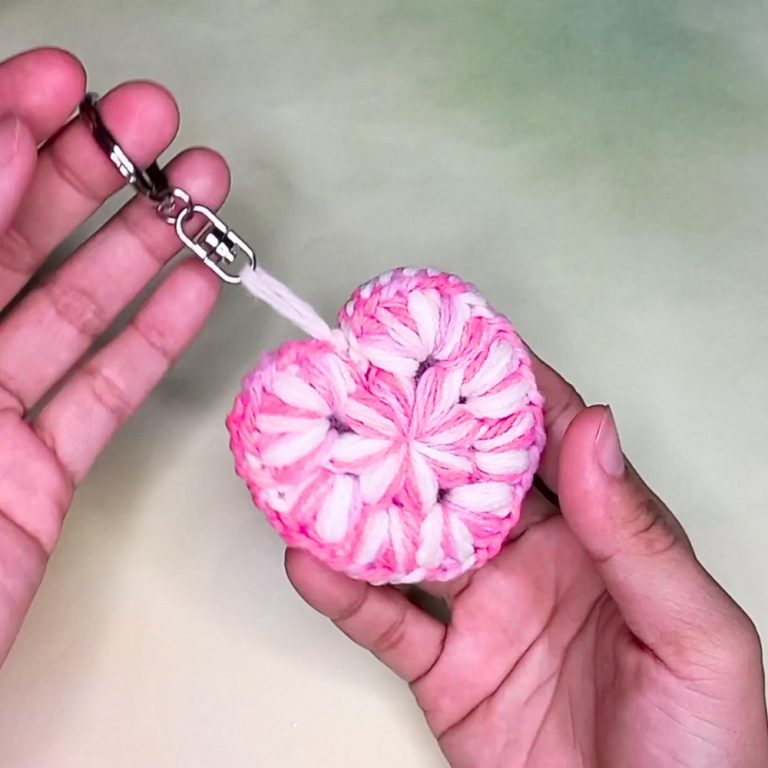 Crochet Puff Love Keychain Design Tutorial - DIY Crafts