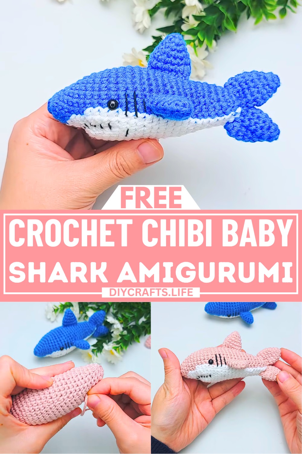 Crochet Chibi Baby Shark Amigurumi for Kids or Decor - DIY Crafts