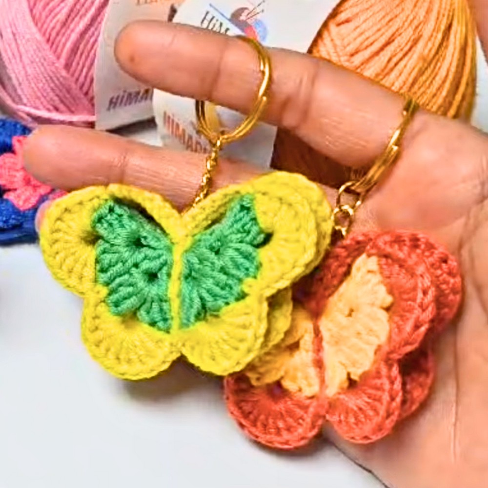 Free Crochet Butterfly Keychain Pattern As Gift Idea - DIY Crafts