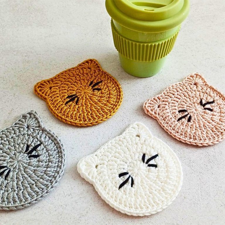 Free Crochet Cat Coasters Pattern for Pet Lovers - DIY Crafts
