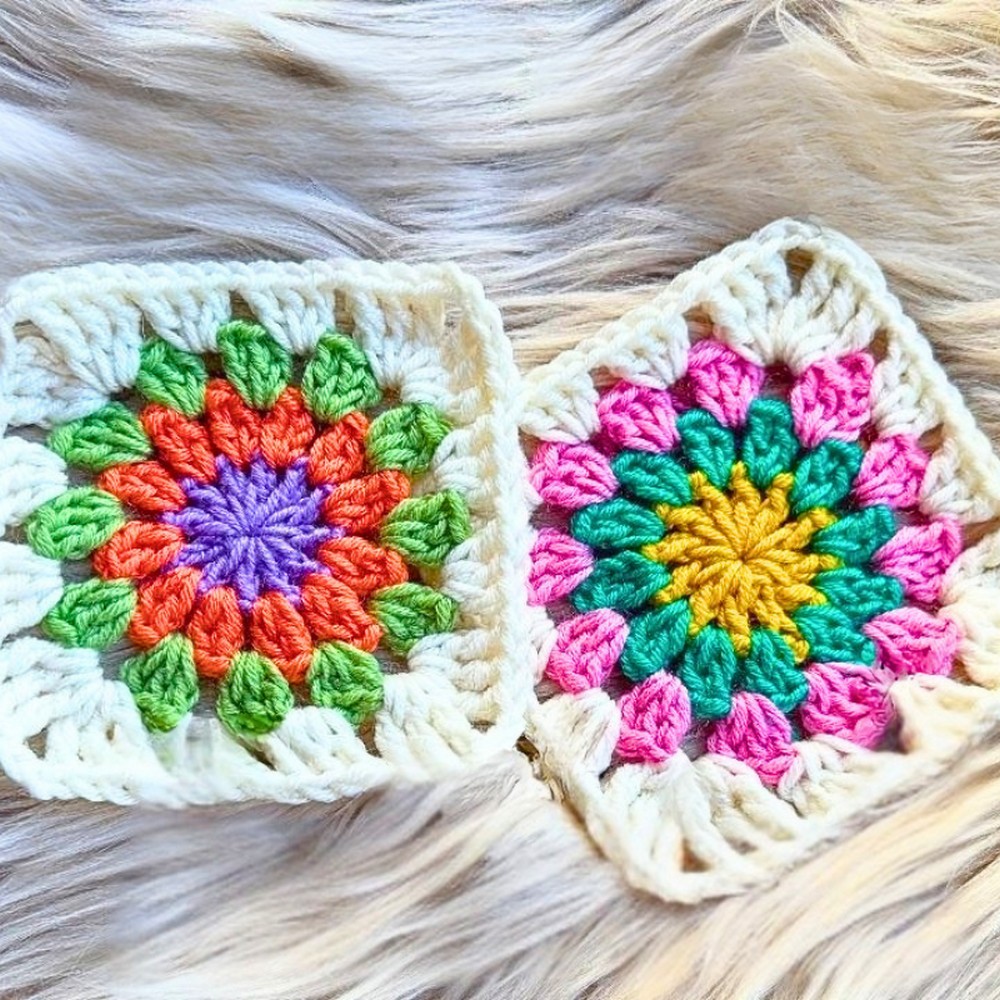 Easy Crochet Flower Granny Square Pattern - DIY Crafts